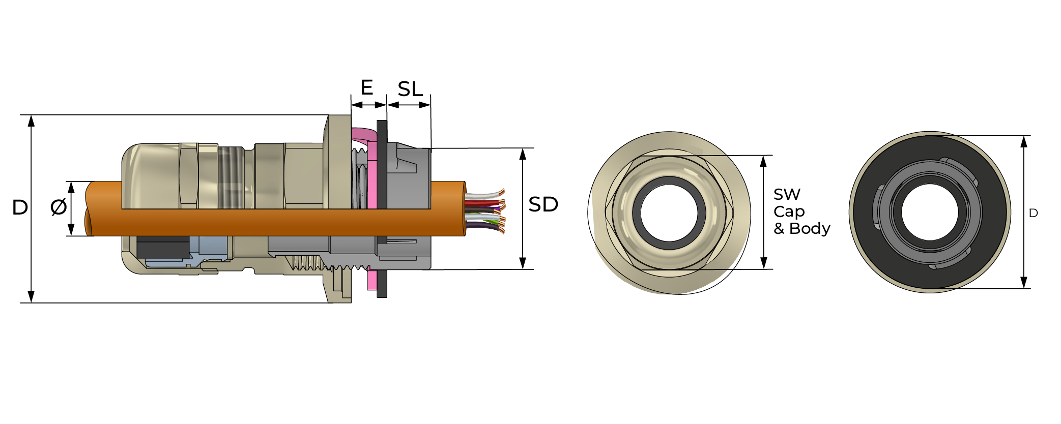 Snap-In Cable Glands, Metal